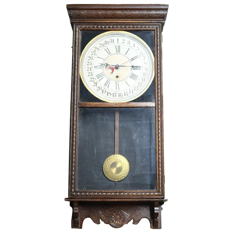 Antique Oak Ansonia Regulator Clock, circa 1910 at 1stDibs