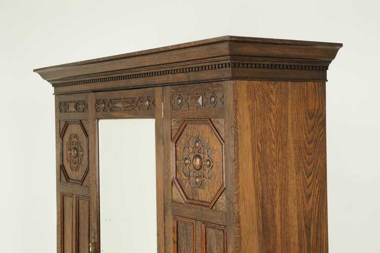 Antique Oak Armoire, Antique Wardrobe, Jacobean Revival Armoire ...