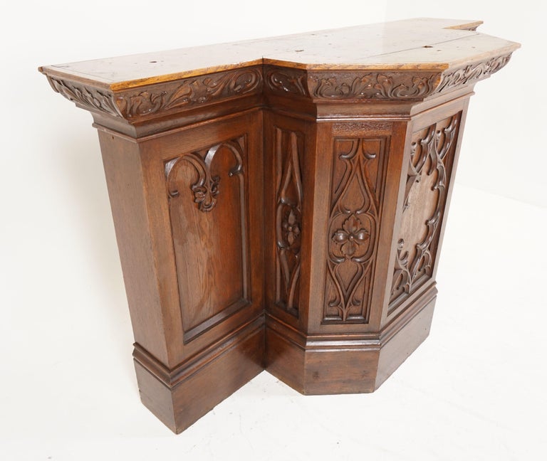 Antique Oak Bar, Gothic Revival Carved Oak Pulpit, Scotland 1890, B2056 ...