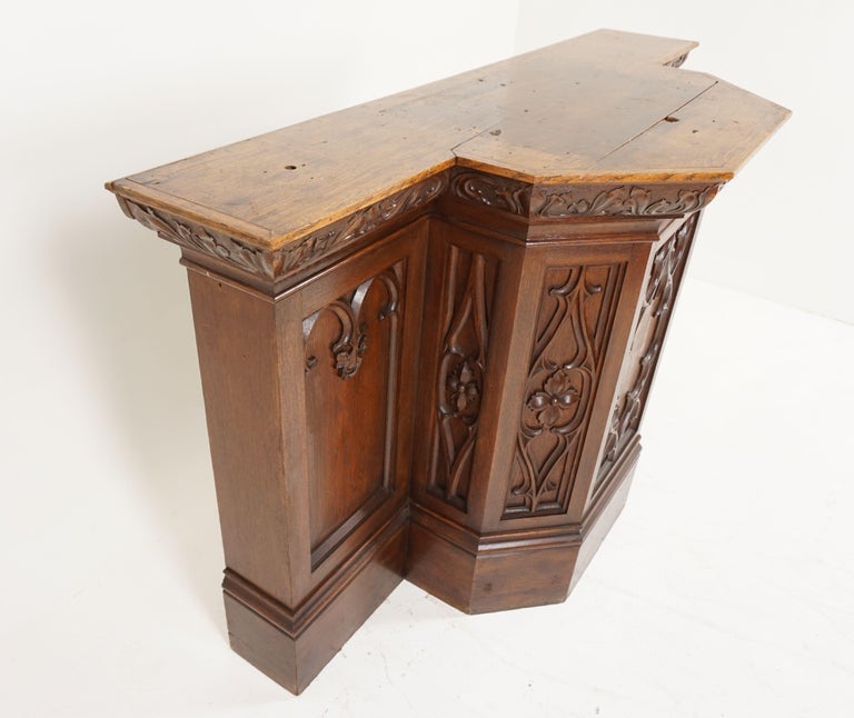 Antique Oak Bar, Gothic Revival Carved Oak Pulpit, Scotland 1890, B2056 ...