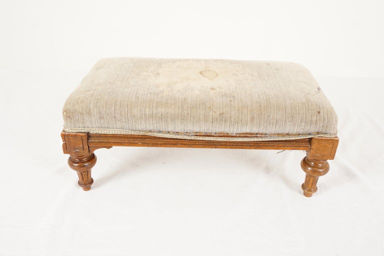 Antique Oak Bench, Victorian Oak Front Stool and Foot Rest, Scotland ...