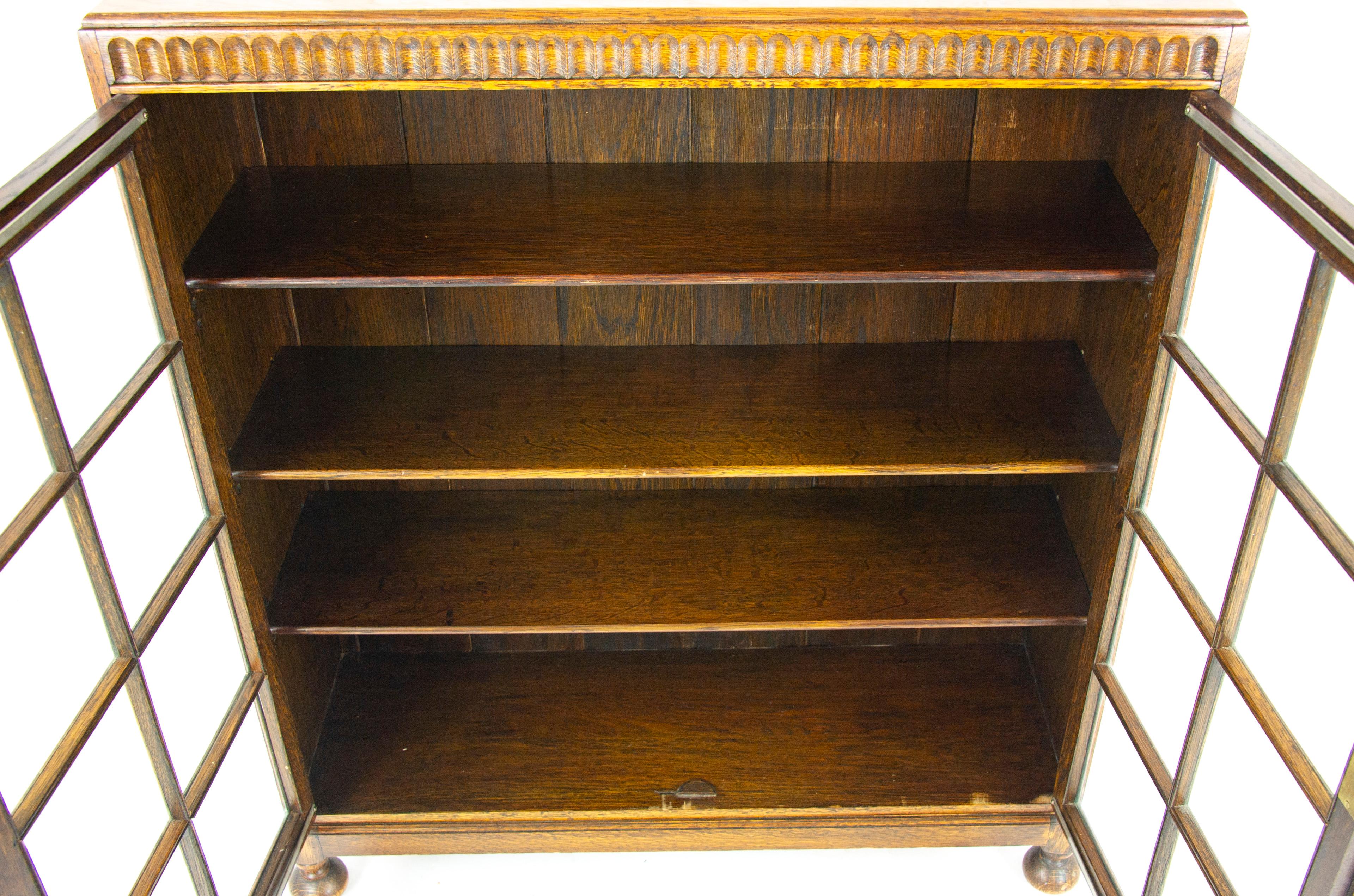 Antique Oak Bookcase, Tiger Oak, 2-Door Bookcase, Scotland 1930, B1404 ...
