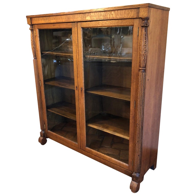 Antique Oak Bookcase with Original Keys at 1stDibs | antique oak ...