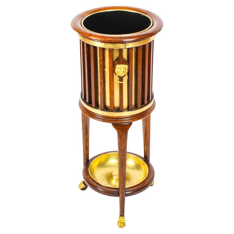 Antique Oak Brass Bound walking Stick Stand 19th Century at 1stDibs