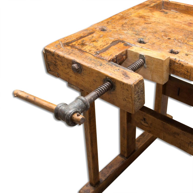 Antique Oak Carpenters' Workbench, Central Europe, 1920s For Sale at ...