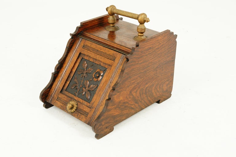 Antique Oak Coal Box, Fireplace Coal Box, Liner, Scotland 1900, H169 ...