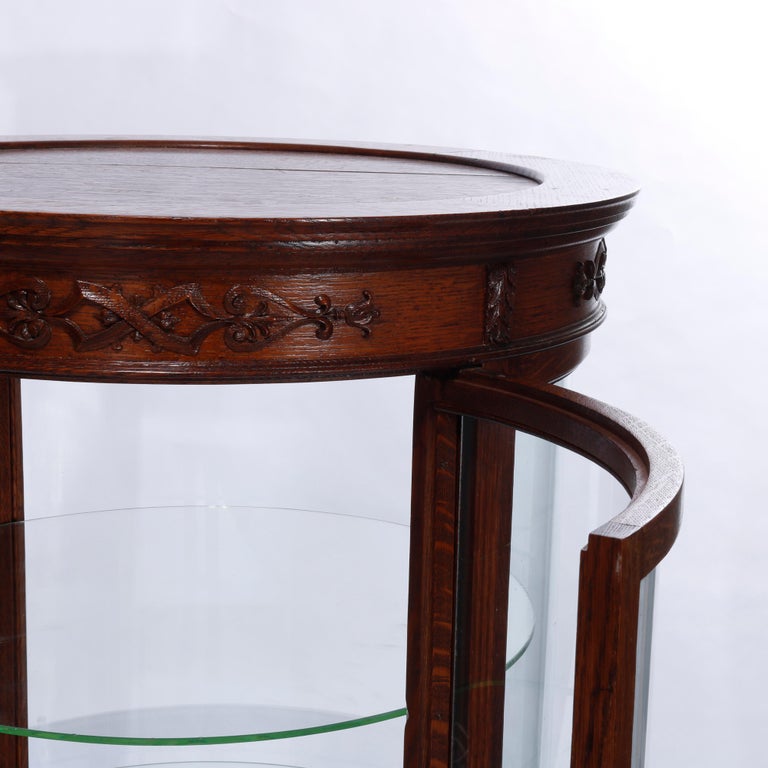 Antique Oak Country Store Curved Glass Jewelry Display Case, C1900 For ...
