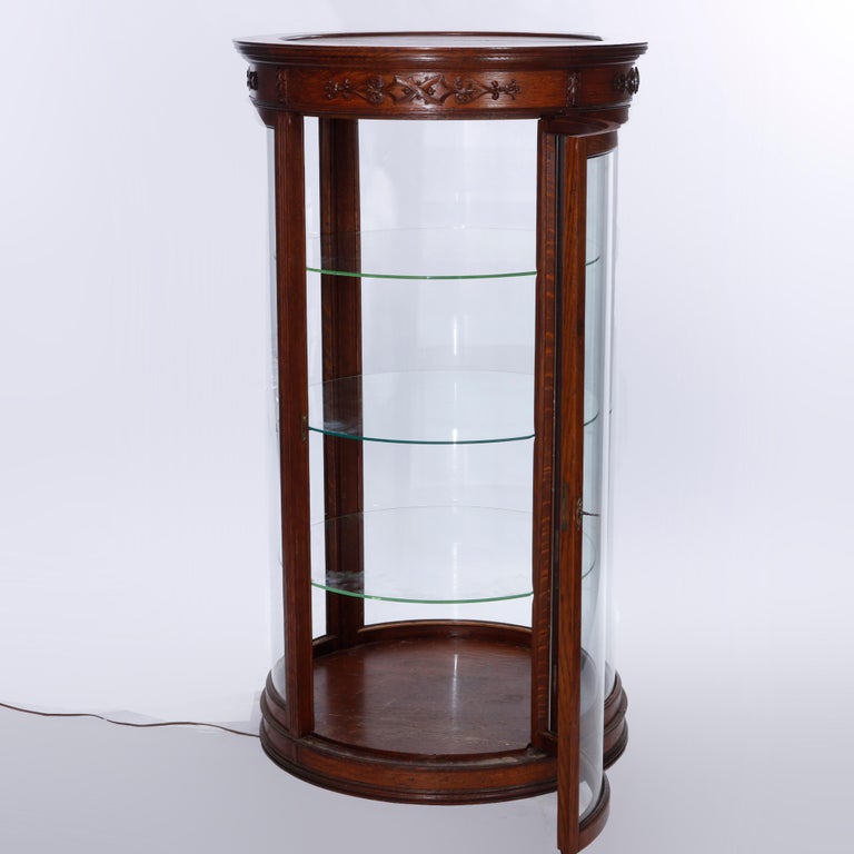 Antique Oak Country Store Curved Glass Jewelry Display Case, C1900 For ...