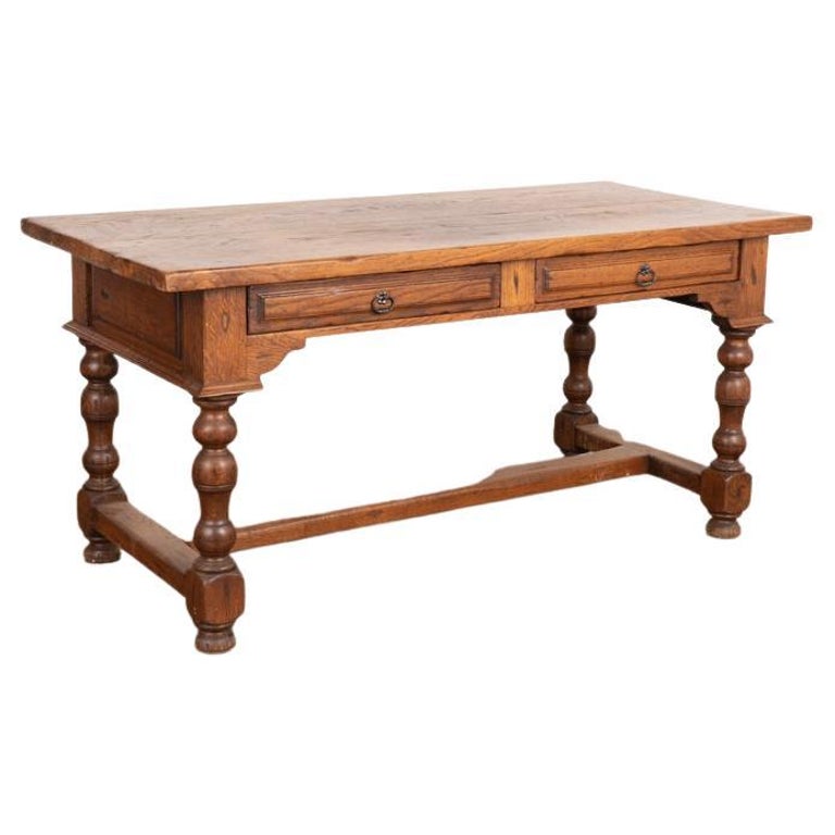 Antique Oak Desk Writing Table with Two Drawers from France For Sale at ...