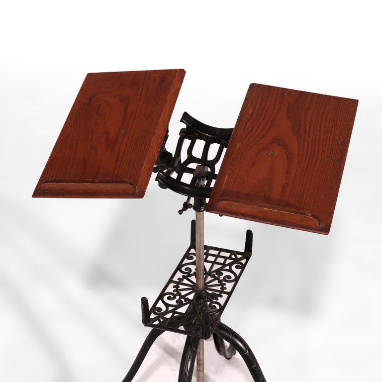 Antique Oak and Ebonized Iron Dictionary Stand circa 1900 For Sale at ...