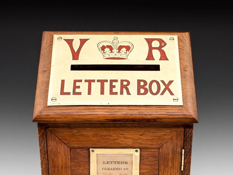 Antique Oak Engraved Brass Country House Letter Post Box 19th Century ...