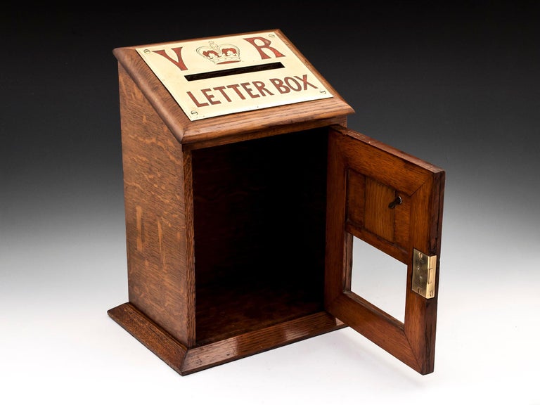Antique Oak Engraved Brass Country House Letter Post Box 19th Century ...