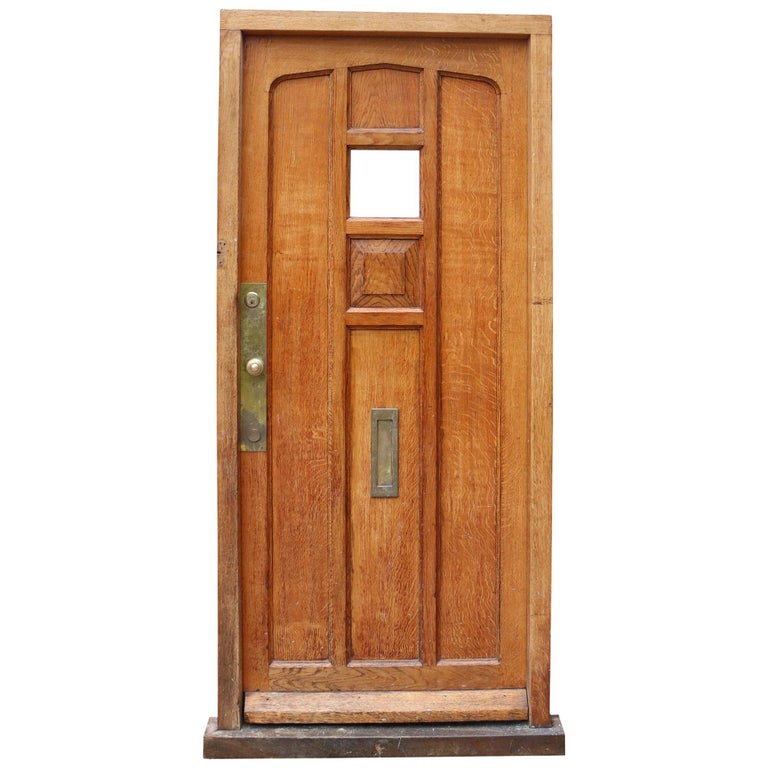 Antique Oak Exterior Door With Frame at 1stDibs