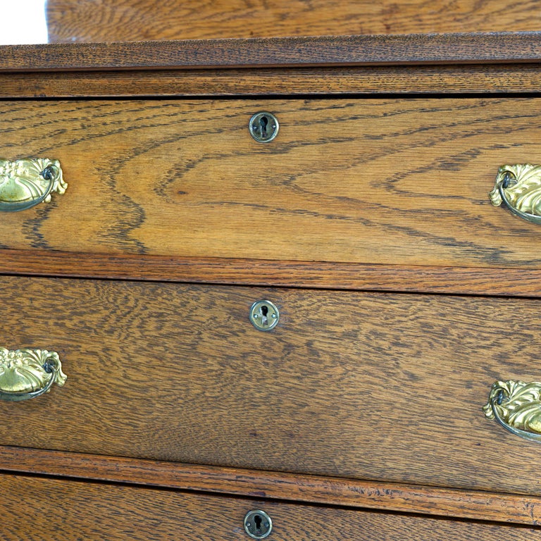 Antique Oak Five-Drawer High Chest Circa 1900 at 1stDibs