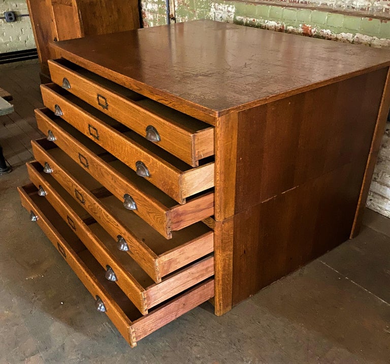 Antique Oak Flat File Cabinet at 1stDibs