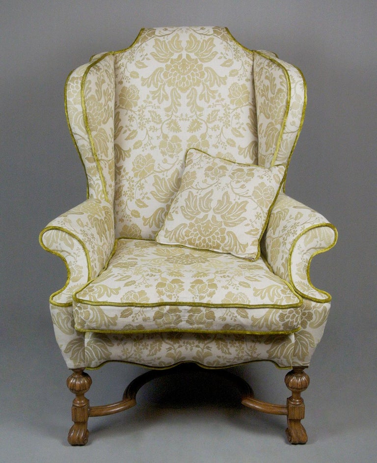 Antique Oak Framed Wingback Chair of William and Mary Design, C. 1910 ...