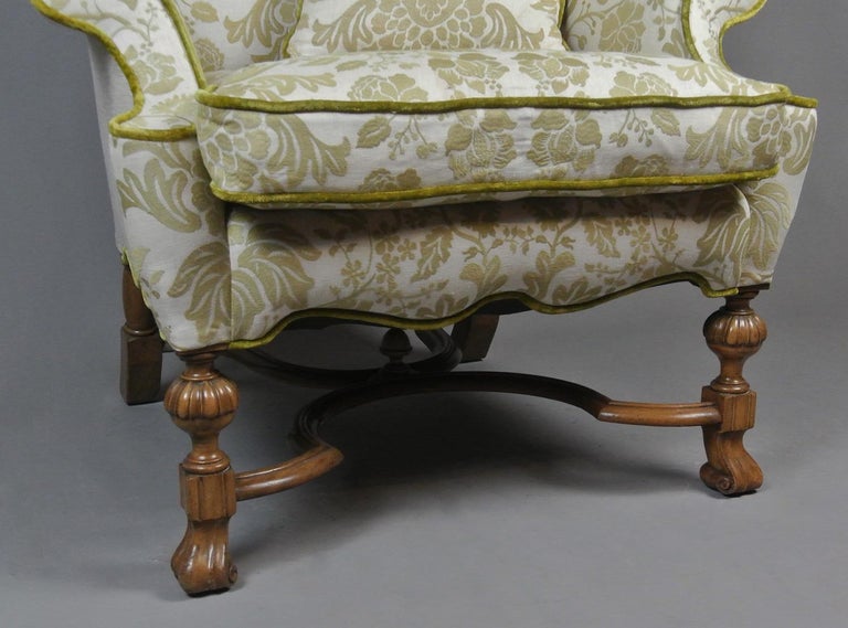 Antique Oak Framed Wingback Chair of William and Mary Design, C. 1910 ...