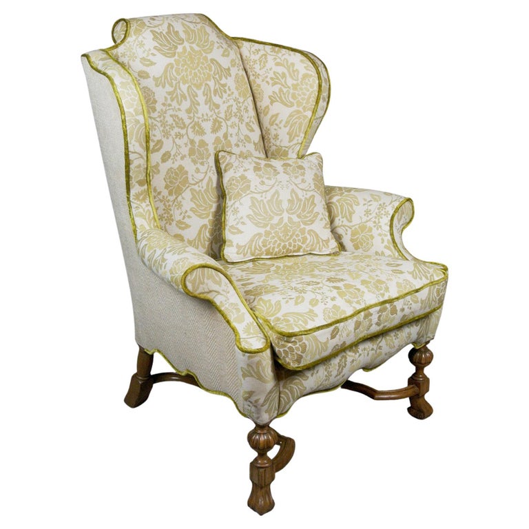 Antique Oak Framed Wingback Chair of William and Mary Design, C. 1910 ...