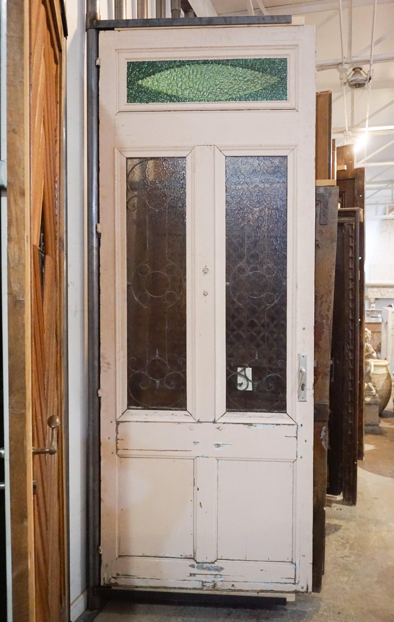 Antique Oak, Glass and Iron Work Door with Transom at 1stDibs | transom ...