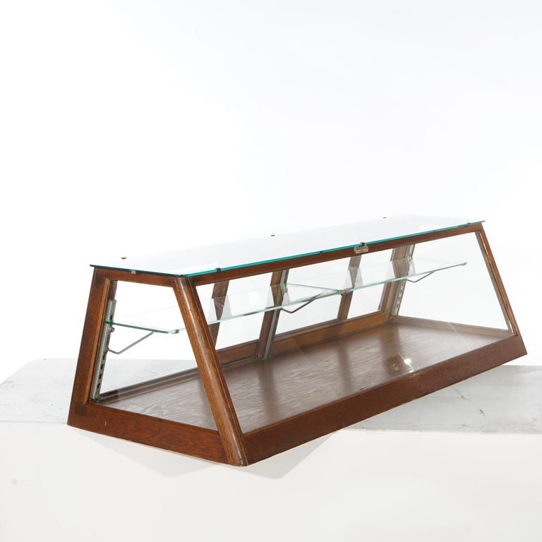Antique Oak and Glass Columbus Showcase Table Top Country Store Display ...