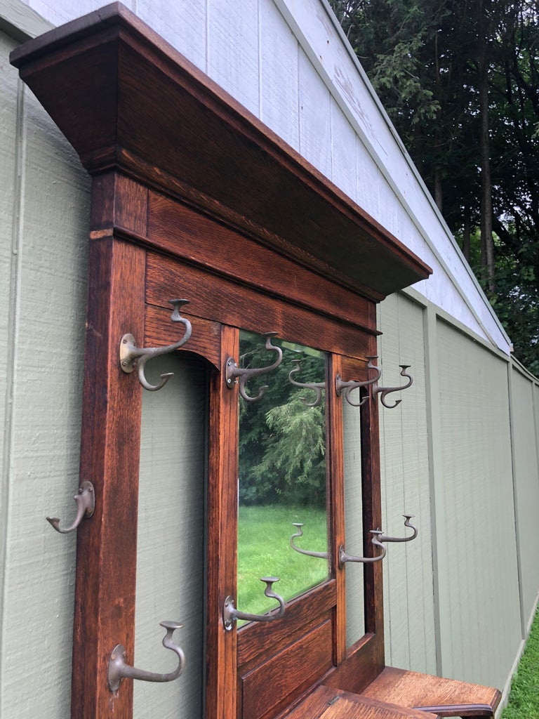 On Sale-Antique Oak Hall Tree with Mirror at 1stDibs | antique hall ...