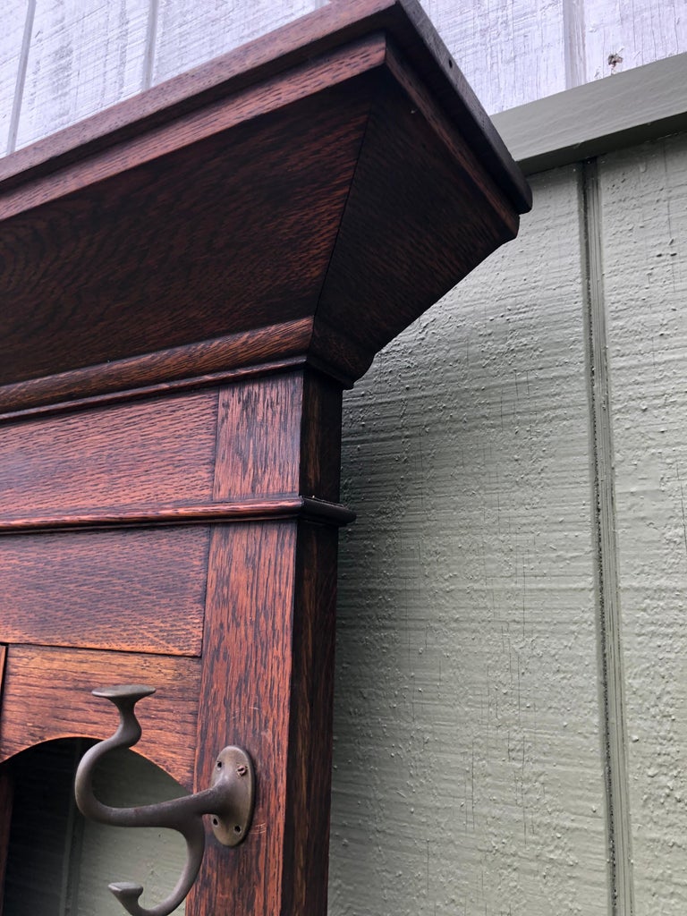 On Sale-Antique Oak Hall Tree with Mirror at 1stDibs | antique hall ...
