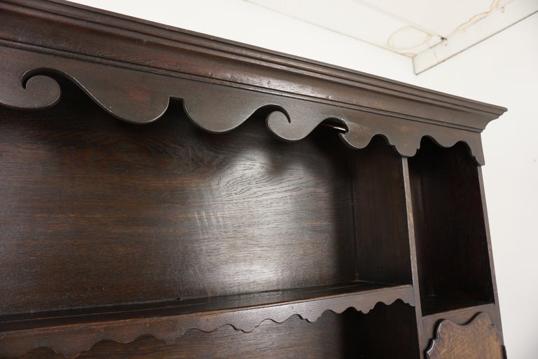 Antique Oak Inlaid Welsh Dresser, Sideboard, Buffet + Hutch, Scotland ...