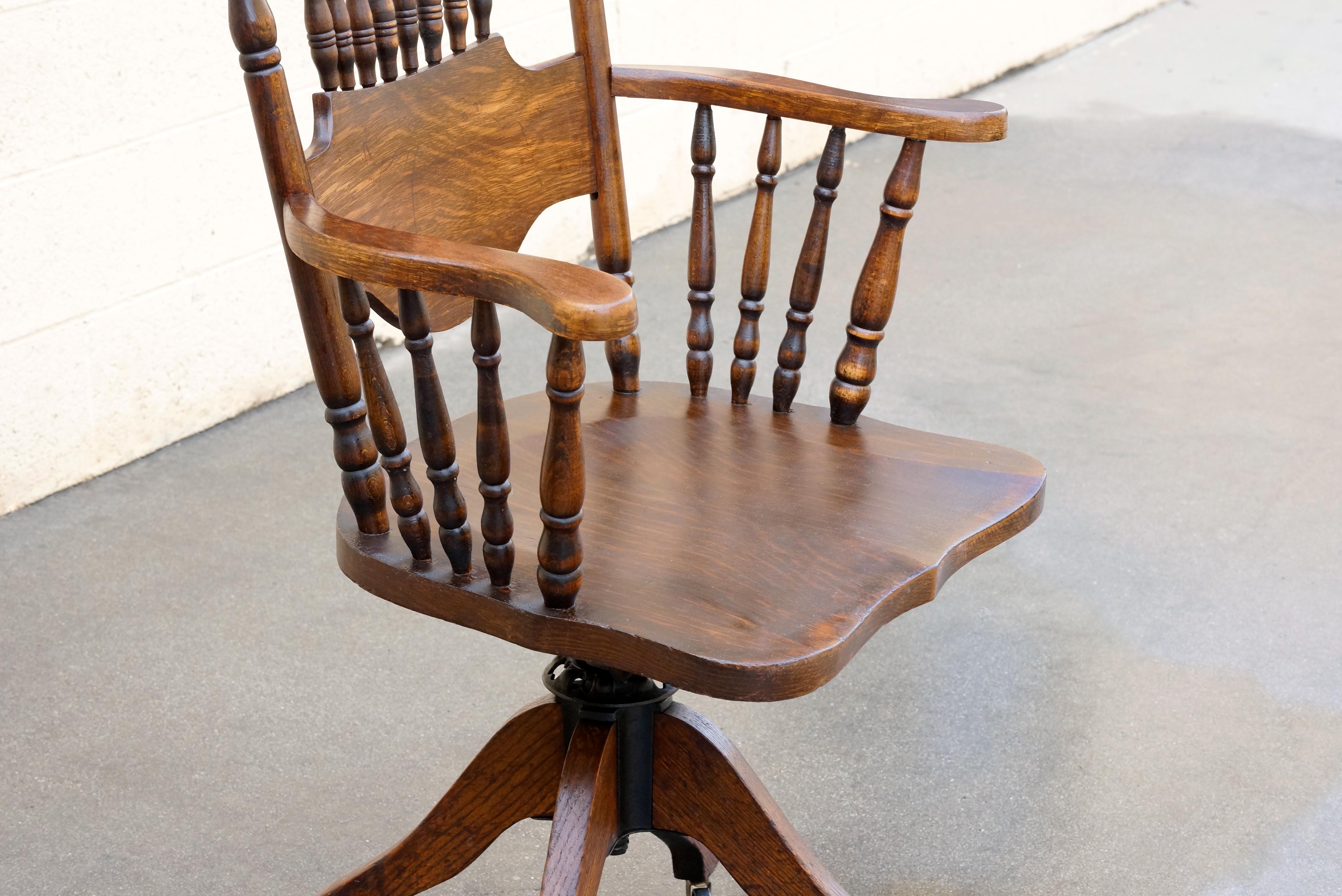 Vintage 1970s Oak Lawyer's Chair, "Turn of the Century" Style at ...
