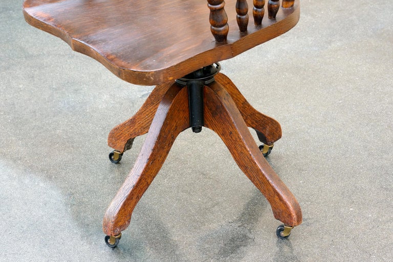 Vintage 1970s Oak Lawyer's Chair, "Turn of the Century" Style at ...