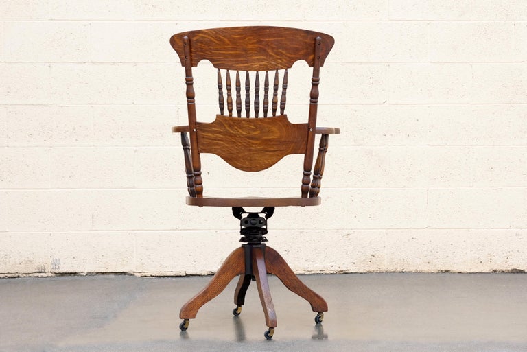 Vintage 1970s Oak Lawyer's Chair, "Turn of the Century" Style at ...