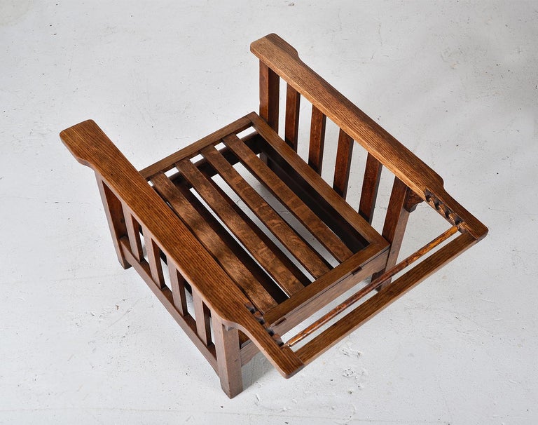 Antique Oak Morris Chair Recliner Gustav Stickley Mission Eastlake Arts ...