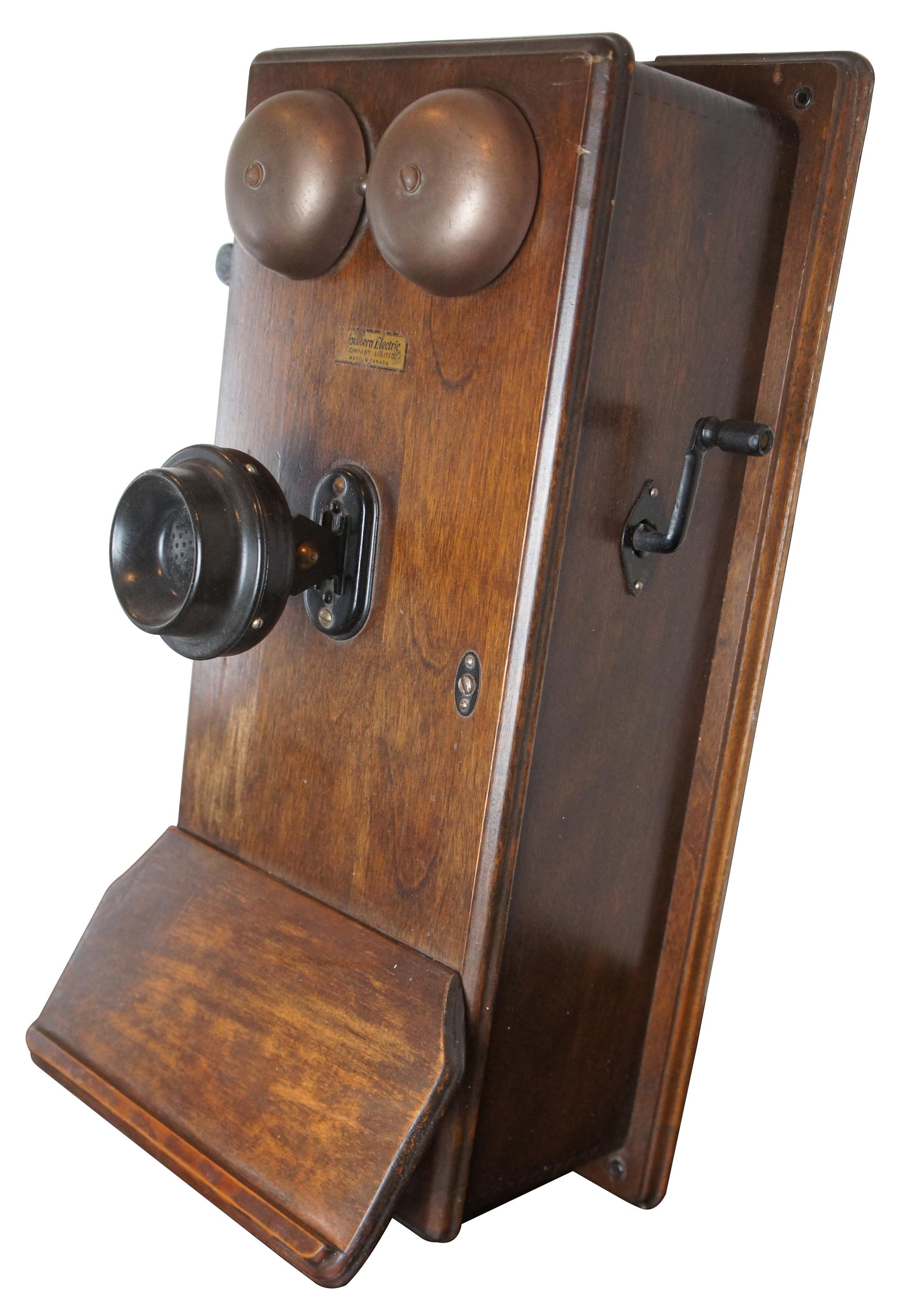 Antique Oak Northern Electric Telephone Company Hand Crank Phone ...