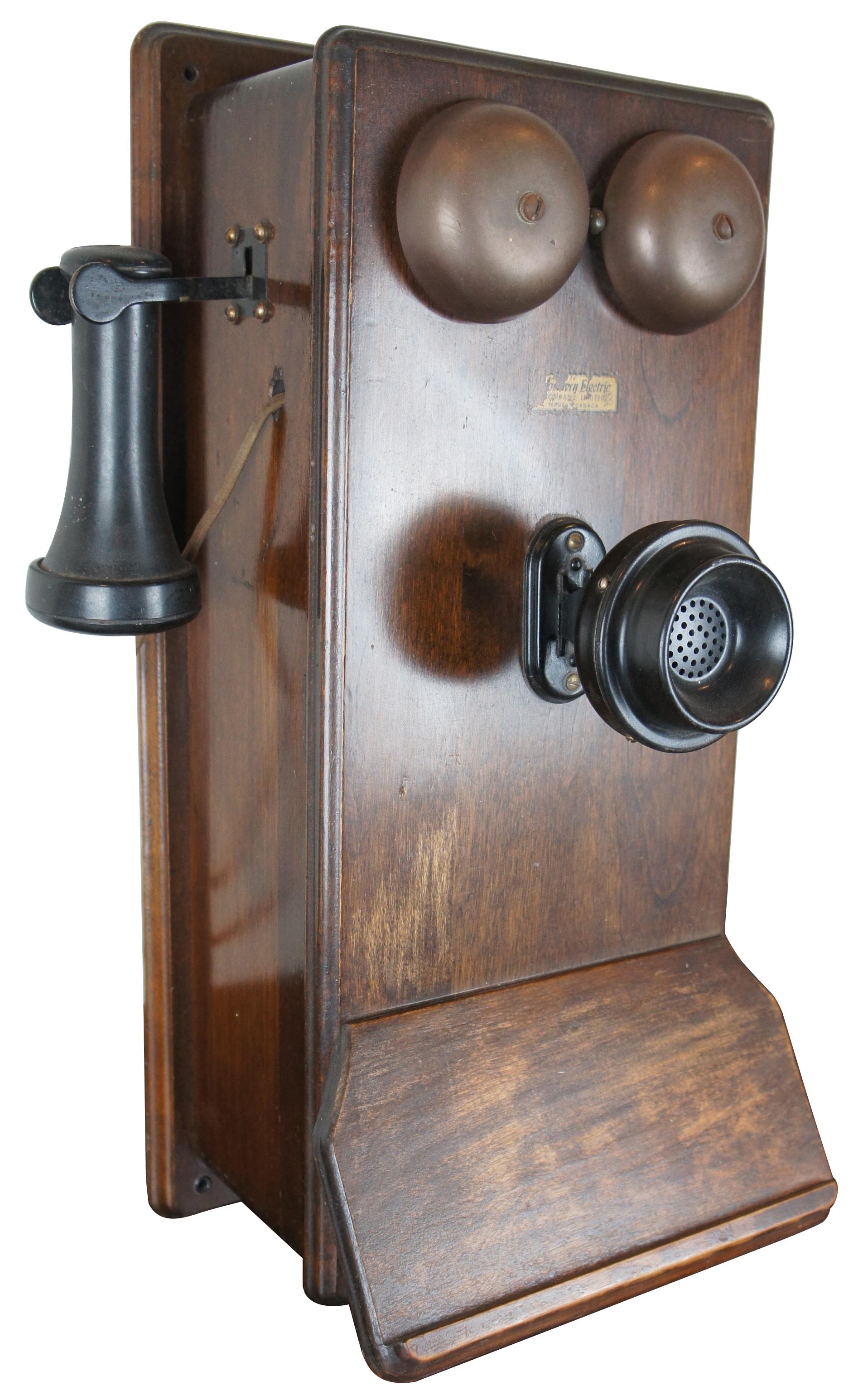 Antique Oak Northern Electric Telephone Company Hand Crank Phone ...