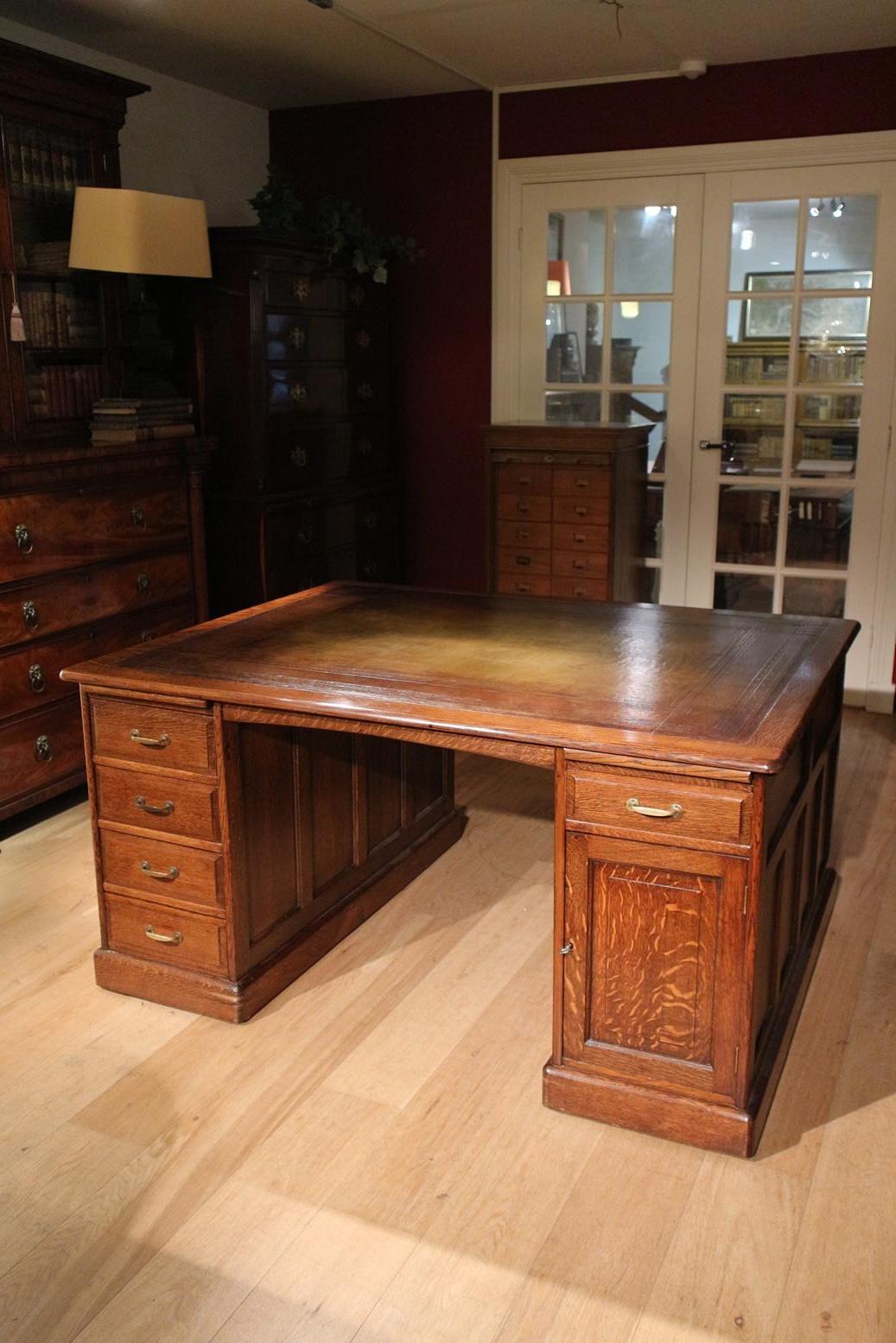 Antique oak partnersdesk at 1stDibs
