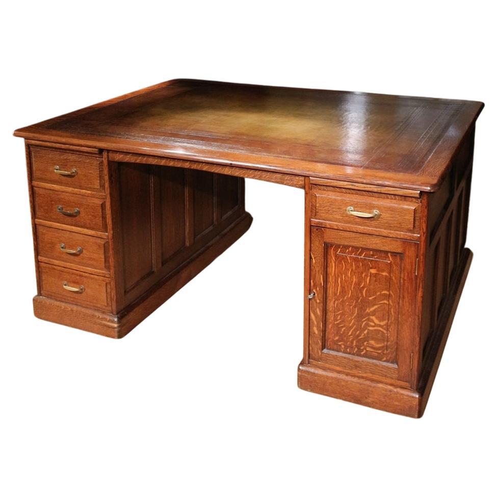 Antique oak partnersdesk at 1stDibs