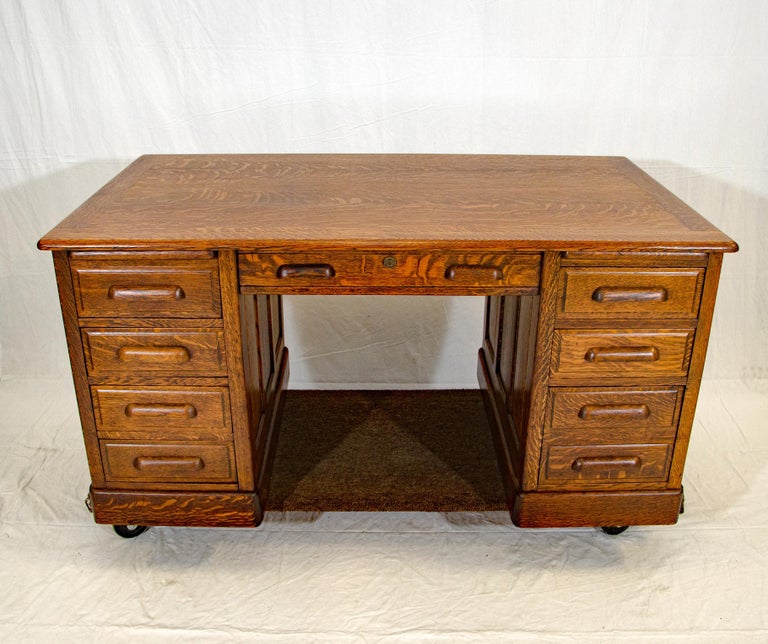 Antique Oak Pedestal Desk, Globe-Wernicke, London at 1stDibs