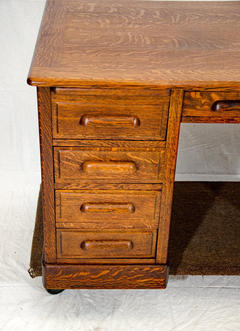 Antique Oak Pedestal Desk, Globe-Wernicke, London at 1stDibs