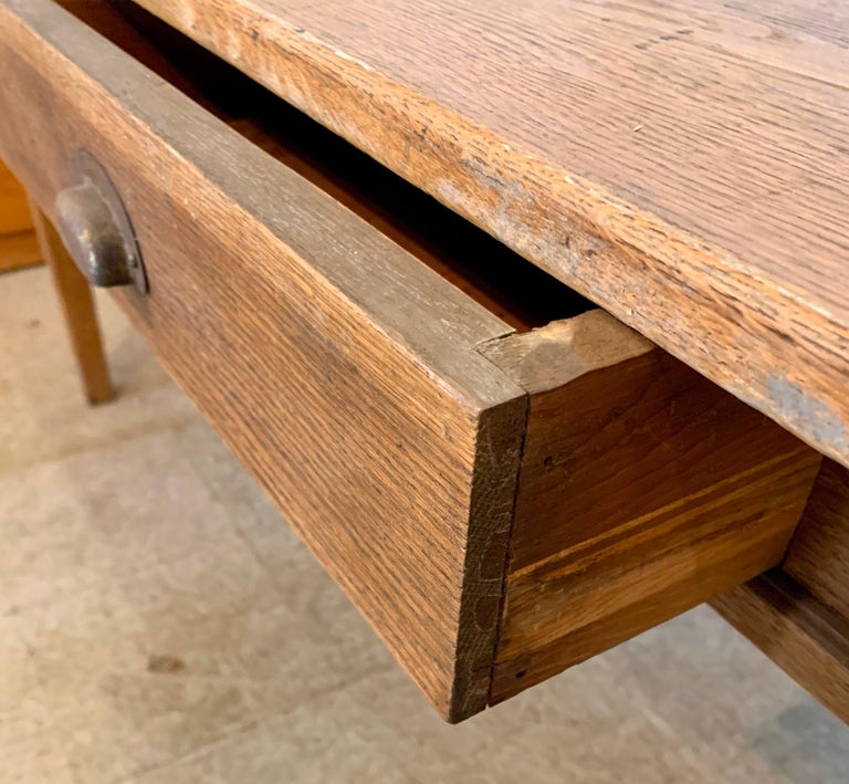 Antique Oak Plank Farmhouse Dining Table at 1stDibs
