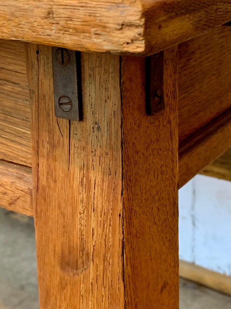 Antique Oak Plank Farmhouse Dining Table at 1stDibs