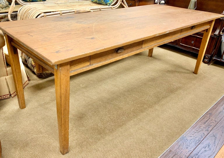 Antique Oak Plank Farmhouse Dining Table at 1stDibs