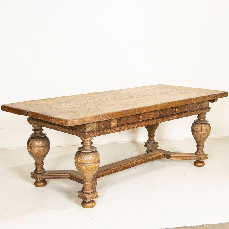 Antique Oak Refectory Library Dining Table with 2 Drawers in Skirt from ...