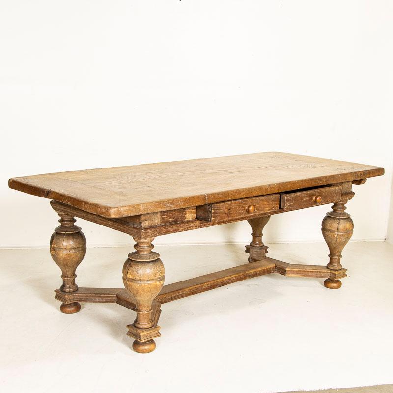Antique Oak Refectory Library Dining Table with 2 Drawers in Skirt from ...