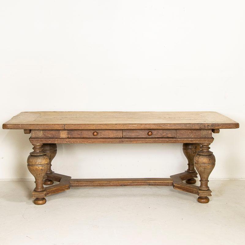 Antique Oak Refectory Library Dining Table with 2 Drawers in Skirt from ...