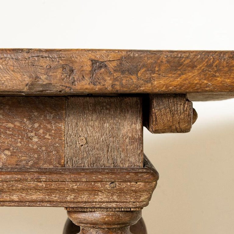 Antique Oak Refectory Library Dining Table with 2 Drawers in Skirt from ...