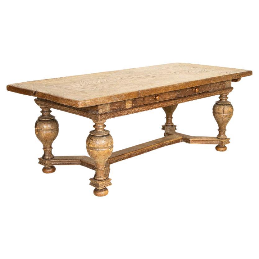 Antique Oak Refectory Library Dining Table with 2 Drawers in Skirt from ...