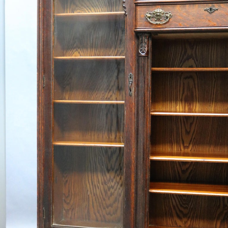 Antique Oak RJ Horner School Mirrored Bookcase, circa 1910 at 1stDibs