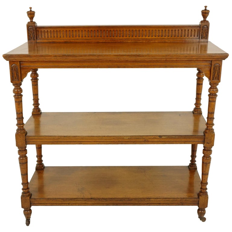 Antique Oak Server Sideboard, Victorian 3-Tier Buffet, Scotland, 1880 ...