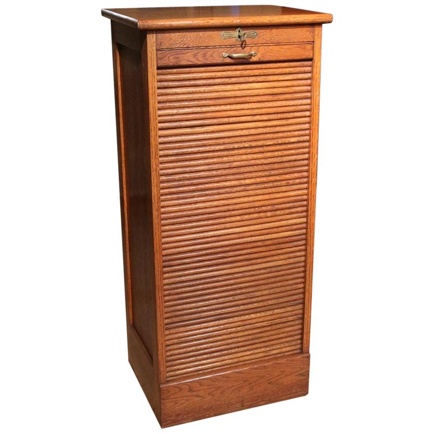 Antique Oak Shutter Filing Cabinet at 1stDibs