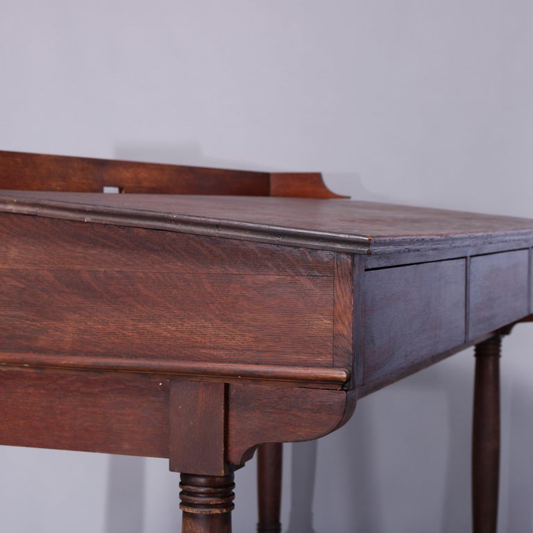 Antique Oak Slant Front Railroad DeskwWith 3 Drawers, Circa 1900 at 1stDibs