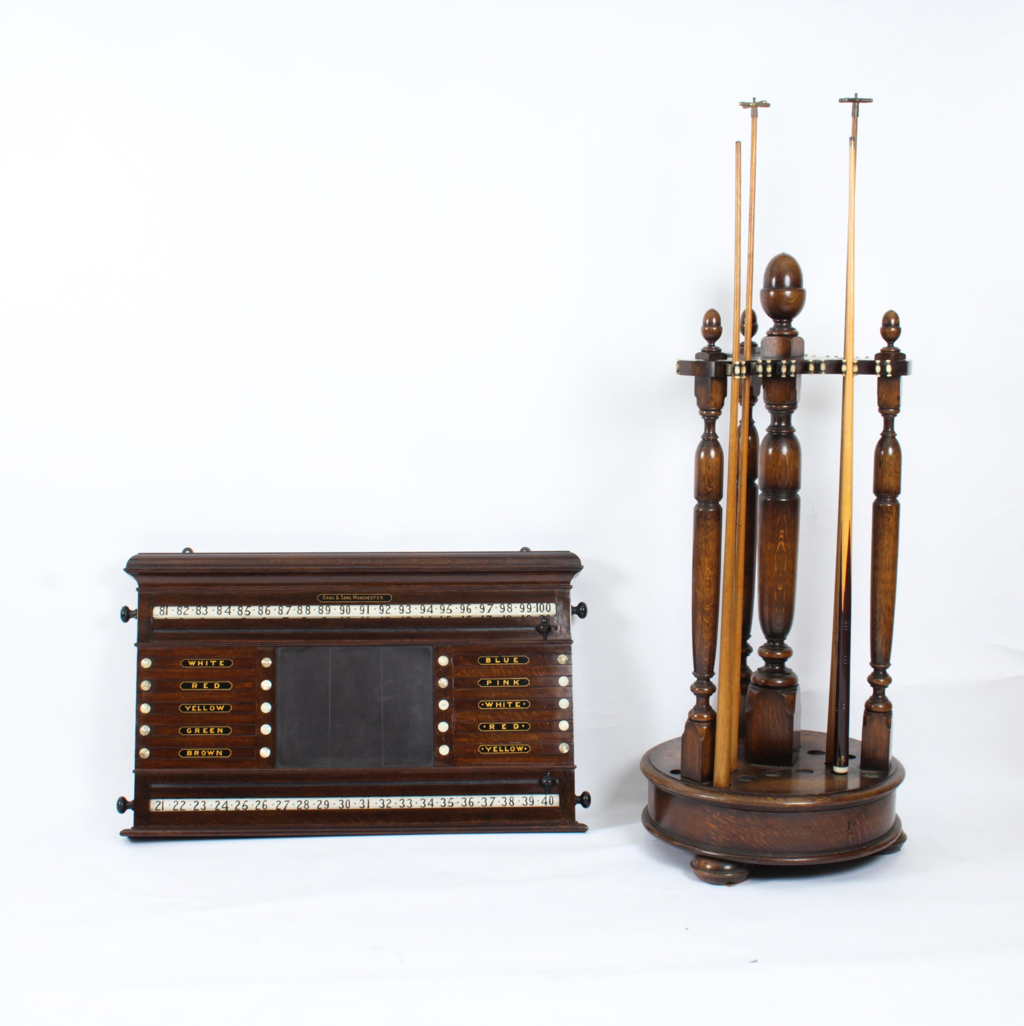 Antique Oak Snooker Scoreboard with Revolving Cue Stand 19th Century at ...